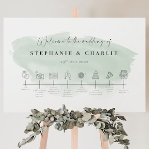 Sage Green Order of the Day Wedding Timeline Sign | Wedding Welcome ...