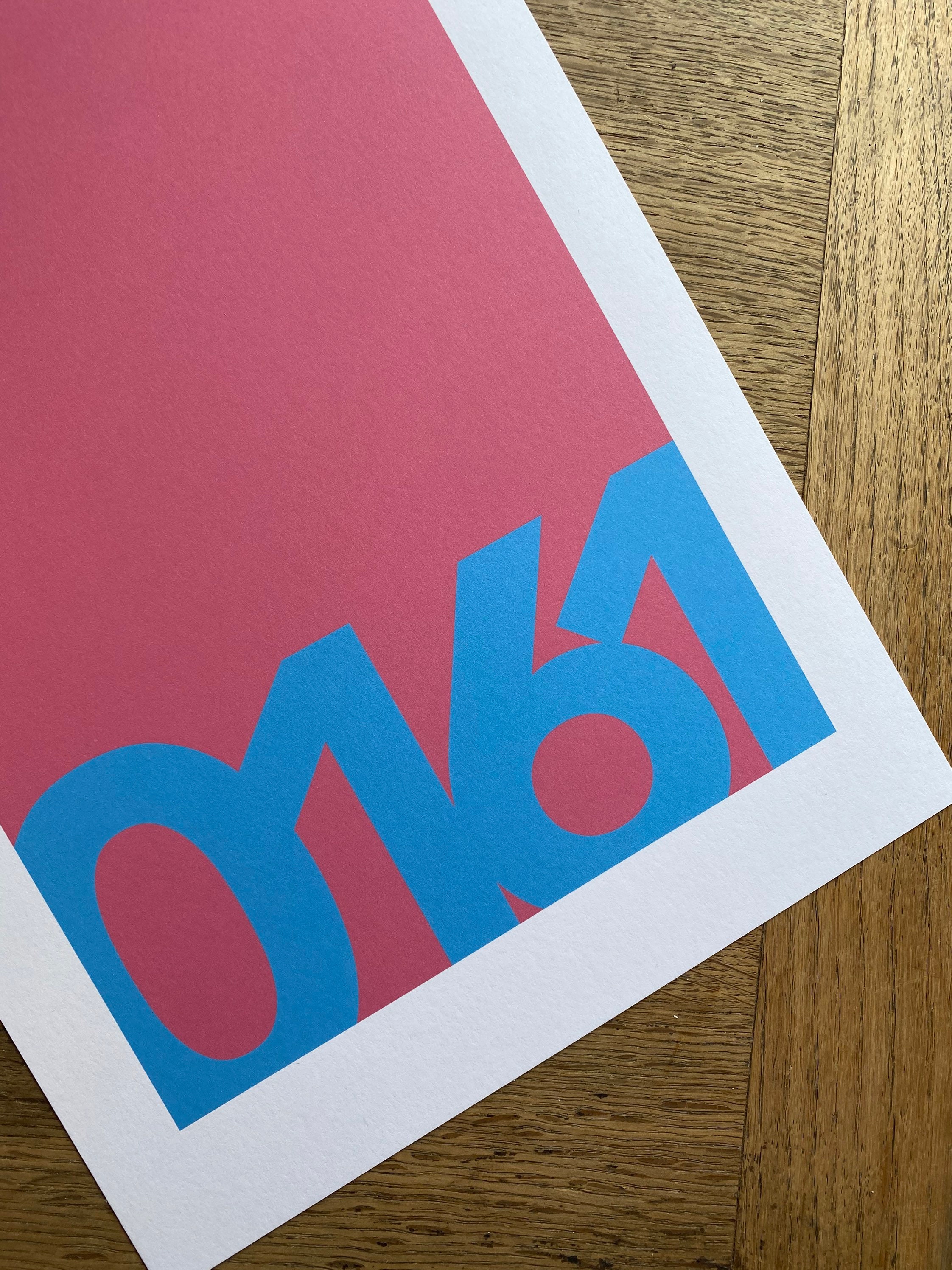 Personalised 0161 Area Code Poster Pink Wall Art Print - Etsy