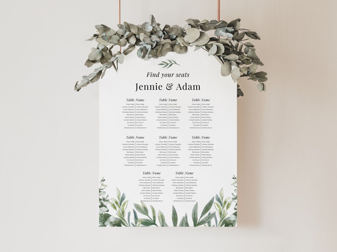 Rustic Wedding Seating Plan, Seating Chart Sign Portrait Long Tables ...