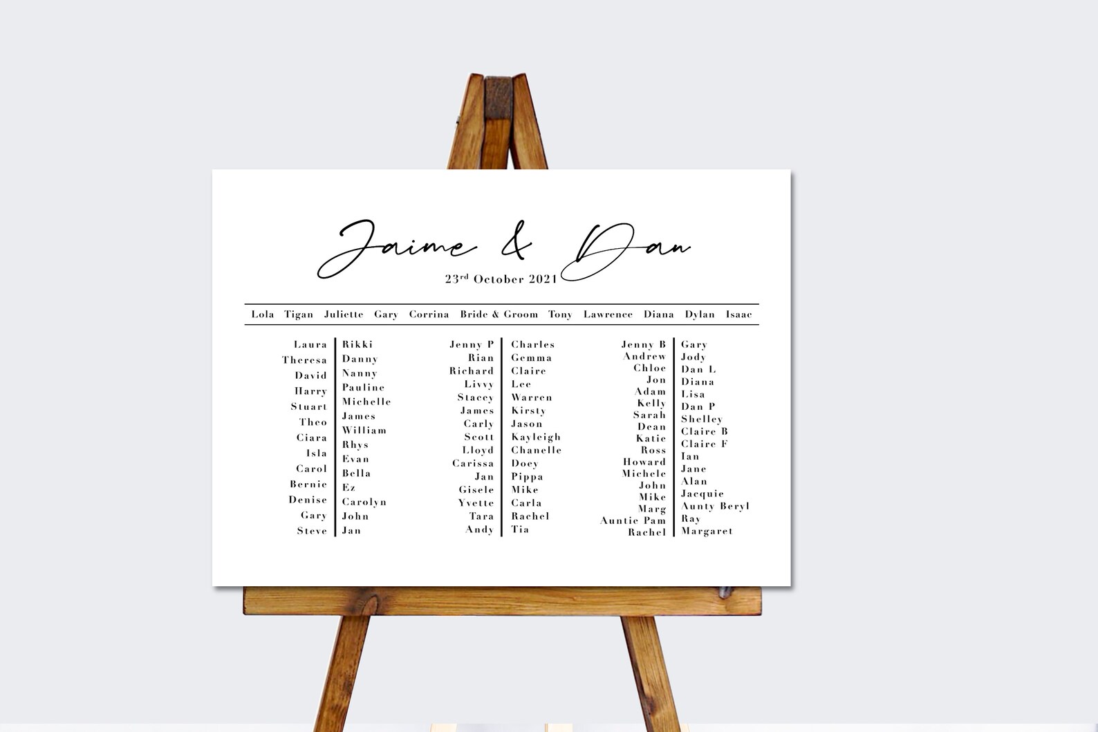 Minimal Calligraphy Wedding Table Plan for Long Tables - Etsy UK