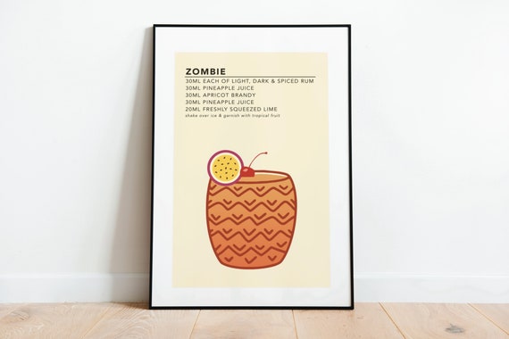 Screenprints Prints Zombie cocktail poster Art & Collectibles etna.com.pe