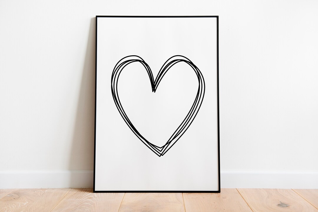 Scribble Love Heart Print | Home Decor Poster | Birthday Gift for Her ...