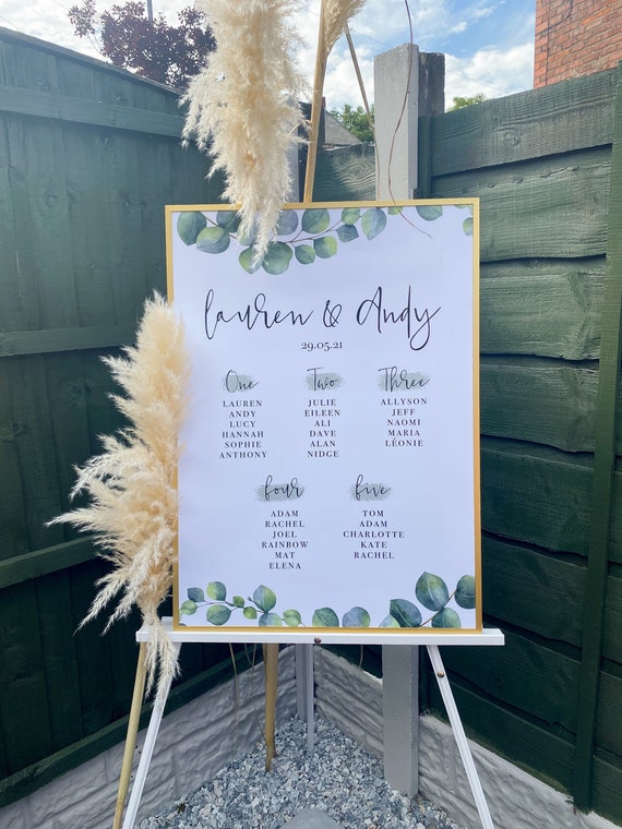 Eucalyptus Wedding Table Plan Custom Wedding Seating Chart - Etsy