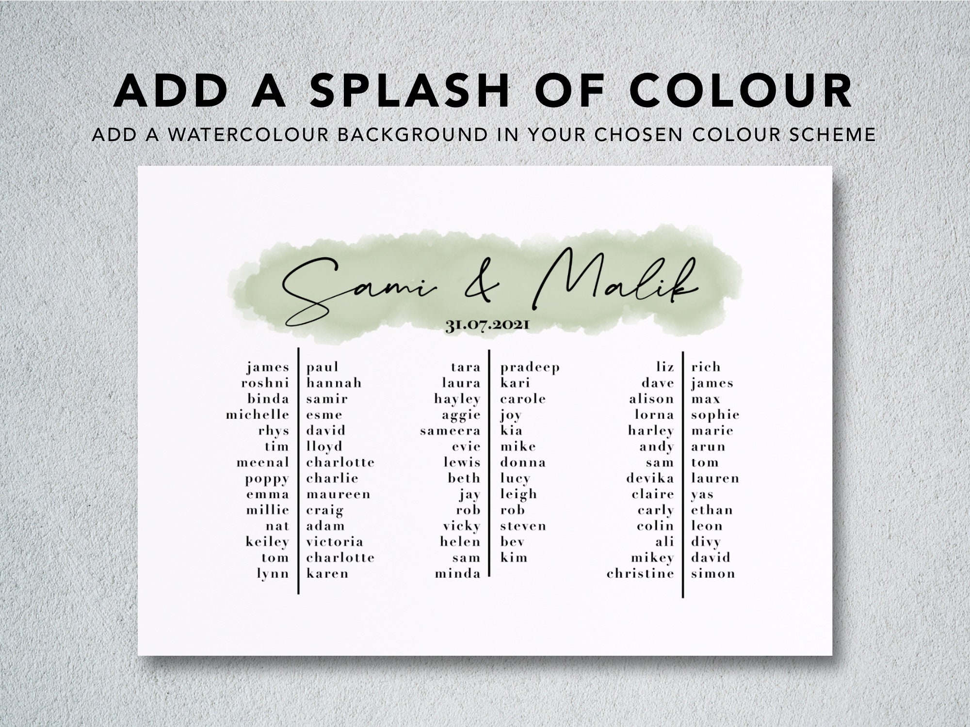 Minimal Calligraphy Wedding Table Plan for long tables | Etsy