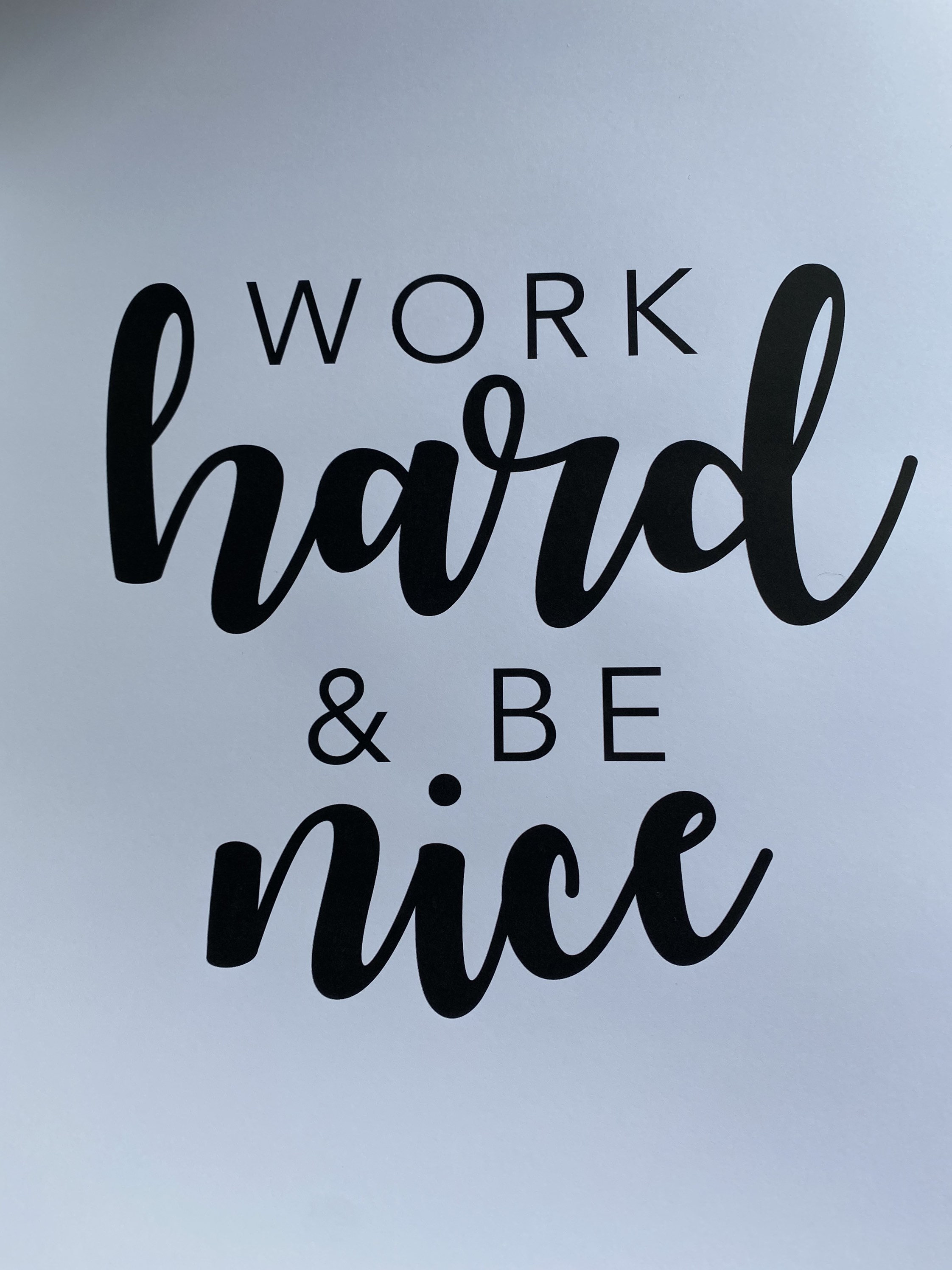 Work Hard & Be Nice Quote Print Home Decor Poster - Etsy UK
