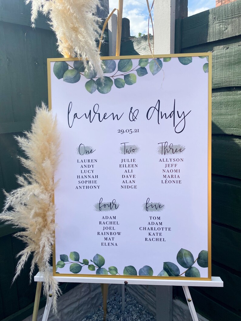 Eucalyptus Wedding Table Plan Custom Wedding Seating Chart | Etsy UK