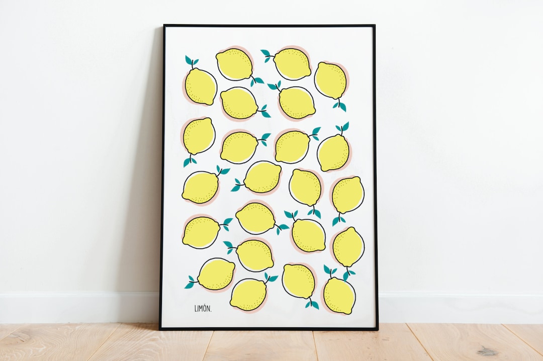 Instant Download Lemons Wall Art Print | Lemon Pattern Poster | Kitchen ...