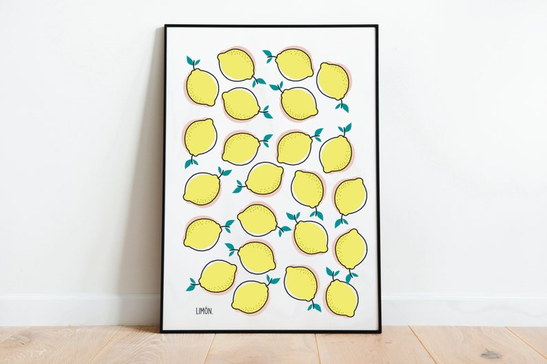 Instant Download Lemons Wall Art Print Lemon Pattern Poster | Etsy