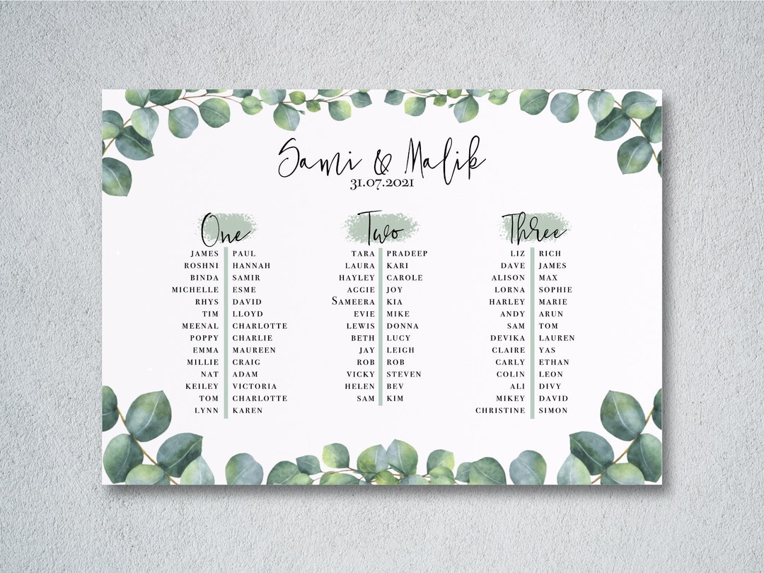 Wedding Table Plan for Long Tables | Banquette Seating Table Plan ...