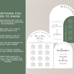Wedding Table Plan and Welcome Sign Arched Set of 2 Wedding Signs Sage ...