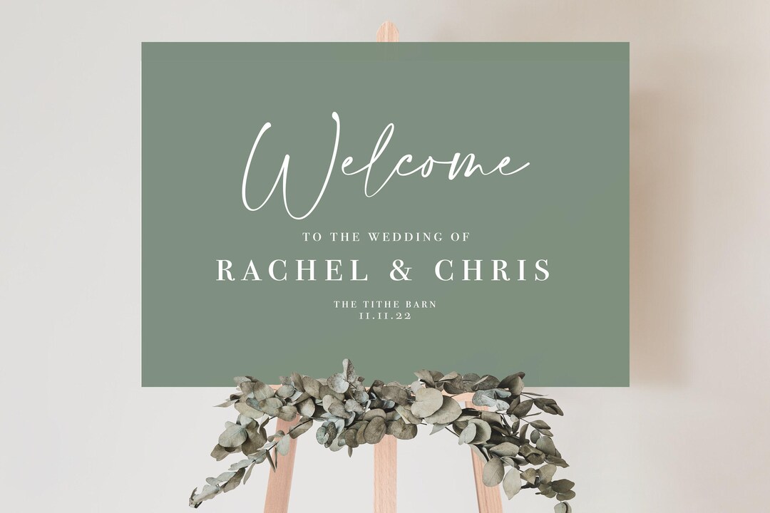 Sage Green Wedding Welcome Board | Welcome Sign Wedding, Baby Shower ...