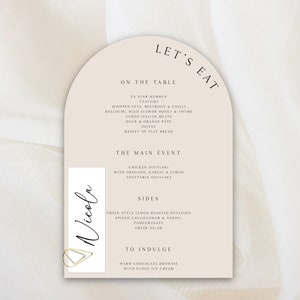 Wedding Menu Cards Arch Shape | Wedding Menu and Place Cards | Custom ...