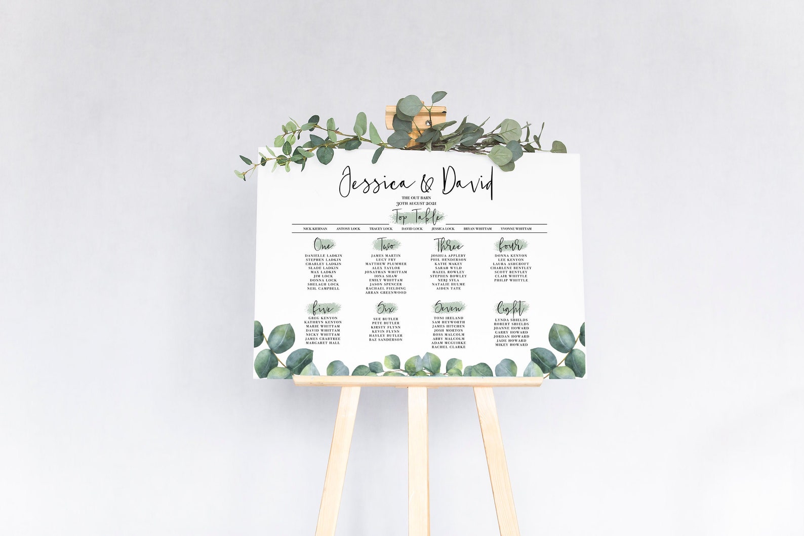 Eucalyptus Sage Wedding Table Plan Custom Wedding Seating - Etsy UK