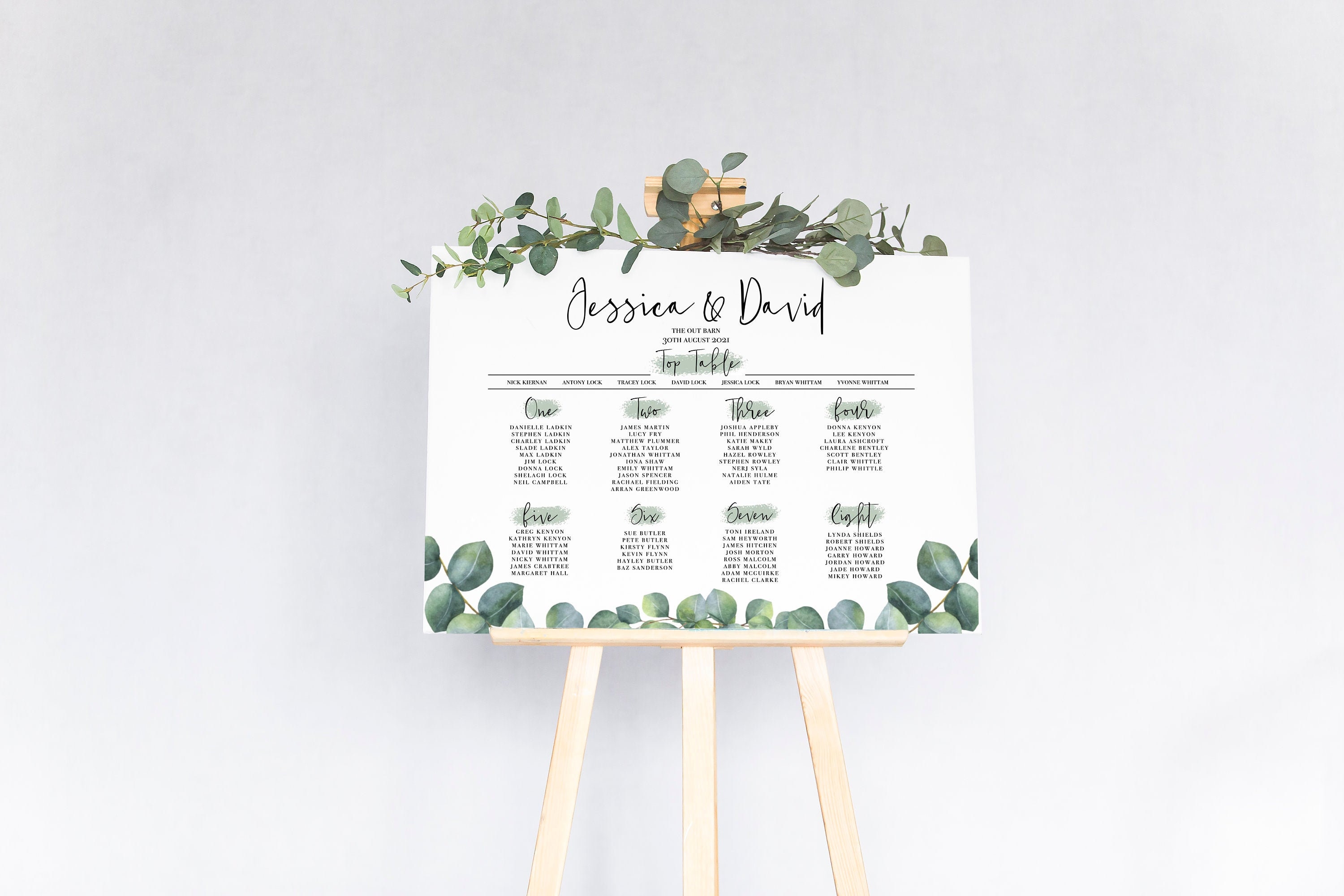 Eucalyptus Sage Wedding Table Plan Custom Wedding Seating - Etsy UK