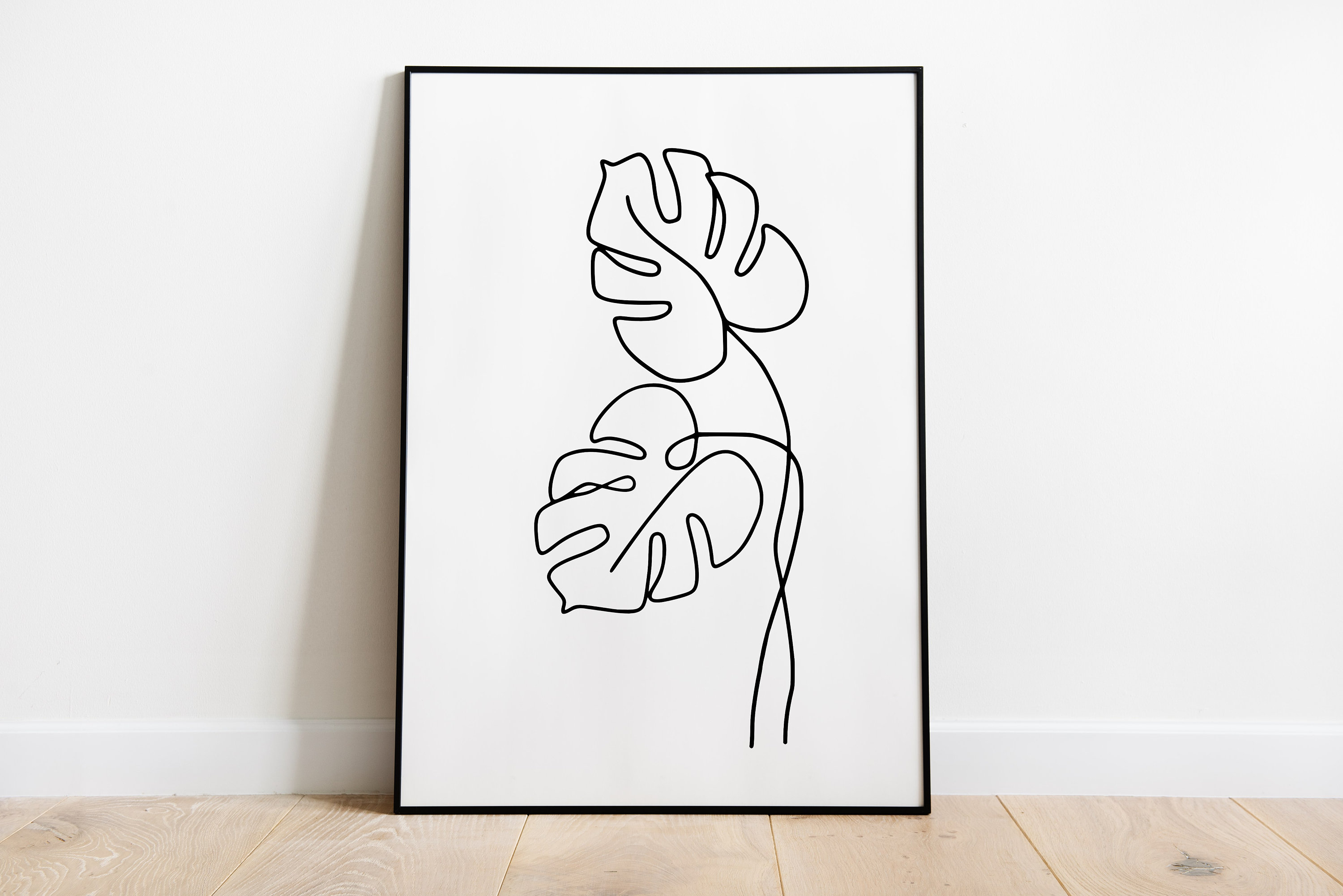Monstera Leaf Line Drawing Print Botanical Print Home | Etsy