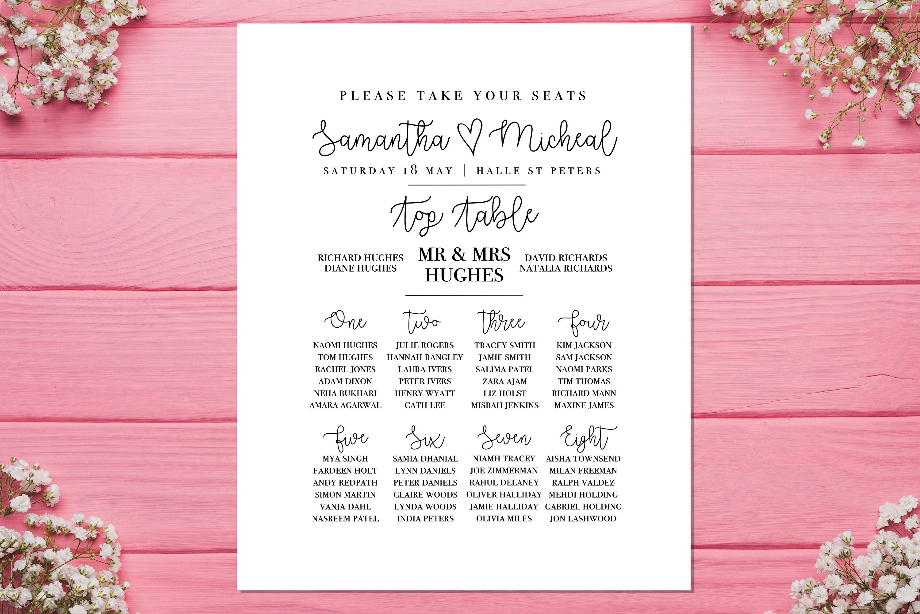 CUSTOM COLOUR SCHEME Wedding Table Plan Any Colour or Style | Etsy UK