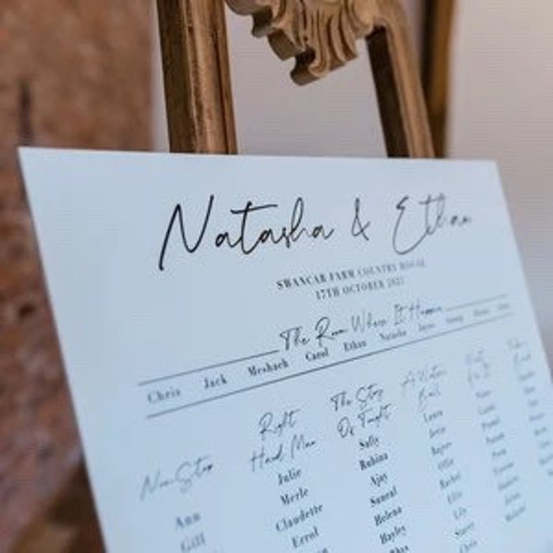 Minimal Calligraphy Wedding Table Plan for Long Tables - Etsy UK