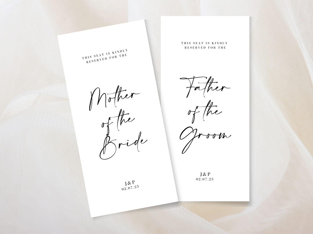 Personalised Wedding Reserved Signs, Ceremony Seating Cards, Reserved ...