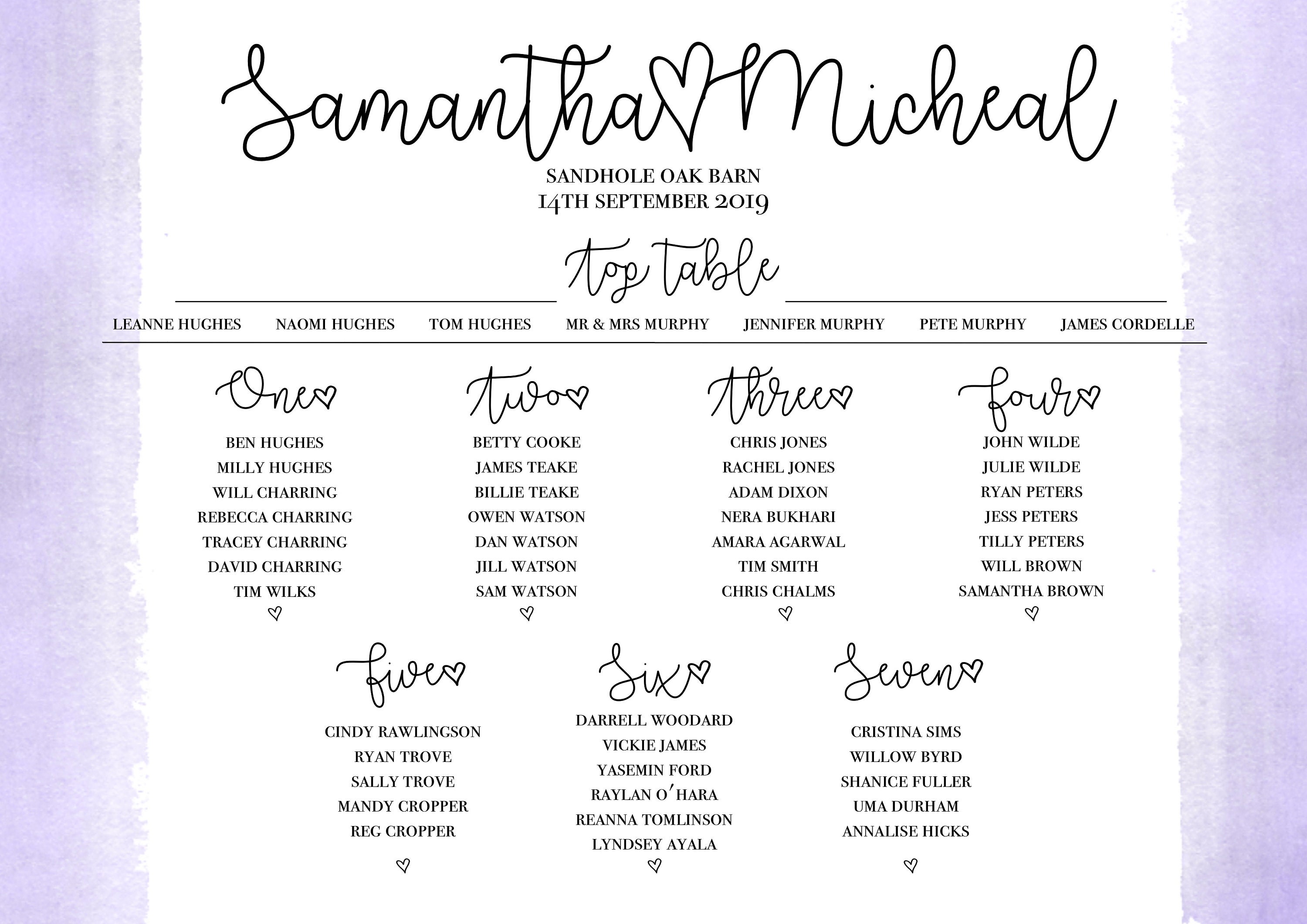 CUSTOM COLOUR SCHEME Wedding Table Plan Any Colour or Style - Etsy UK