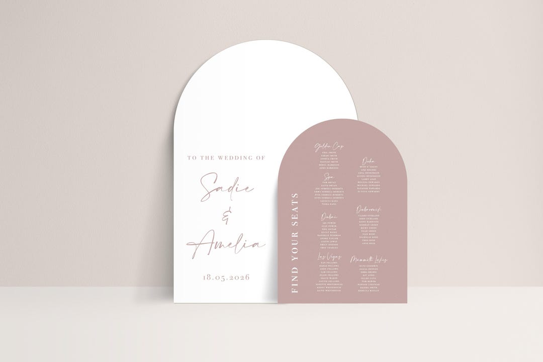 Set of 2 Wedding Signs Blush Pink Wedding Table Plan and Welcome Sign ...