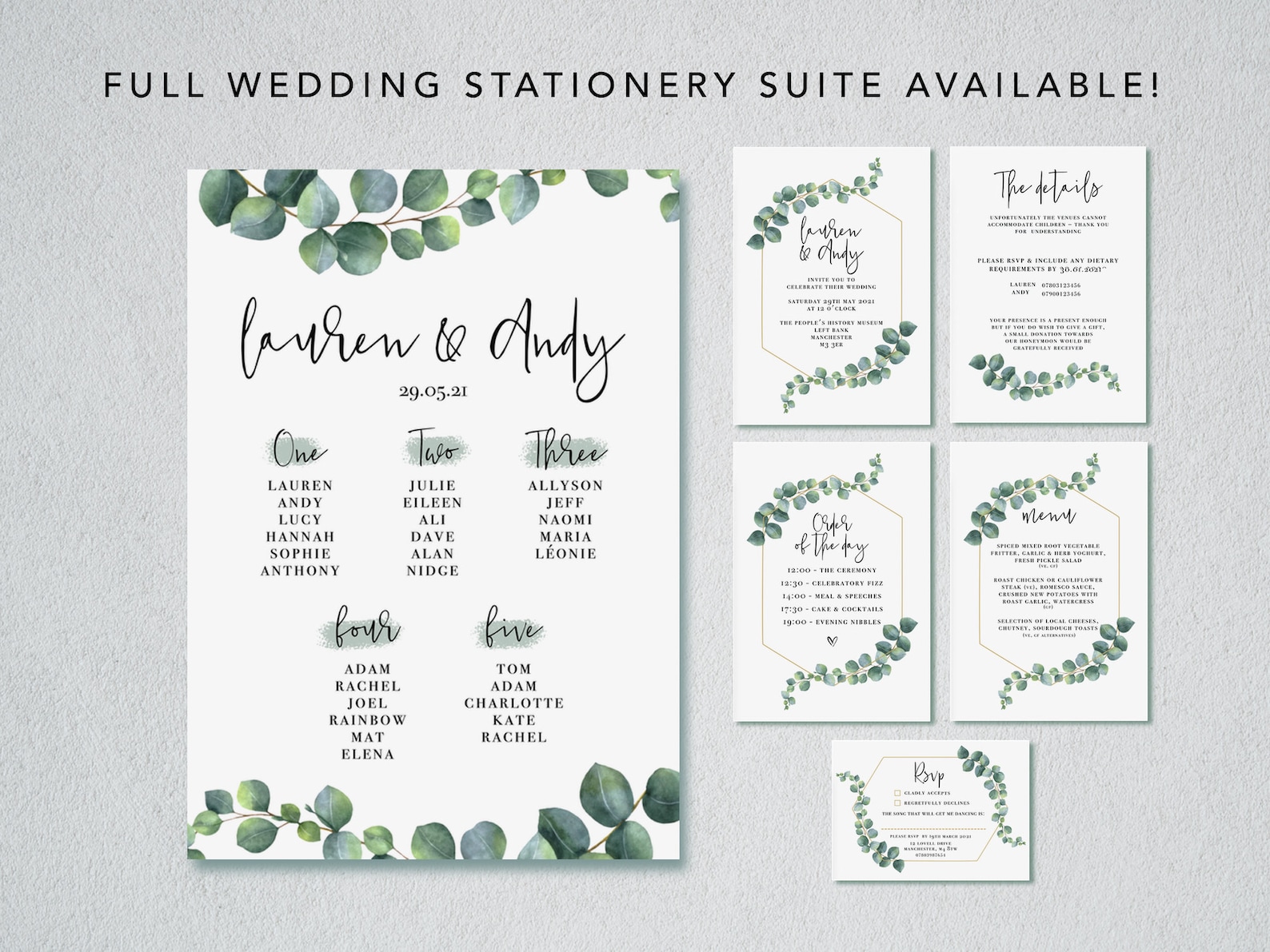Eucalyptus Wedding Table Plan Custom Wedding Seating Chart - Etsy