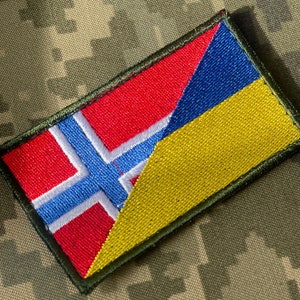 Norway-ukrainian National Flags Patch, NO-UA Cooperative Patch, Ukrainian-norwegian Partnership ...