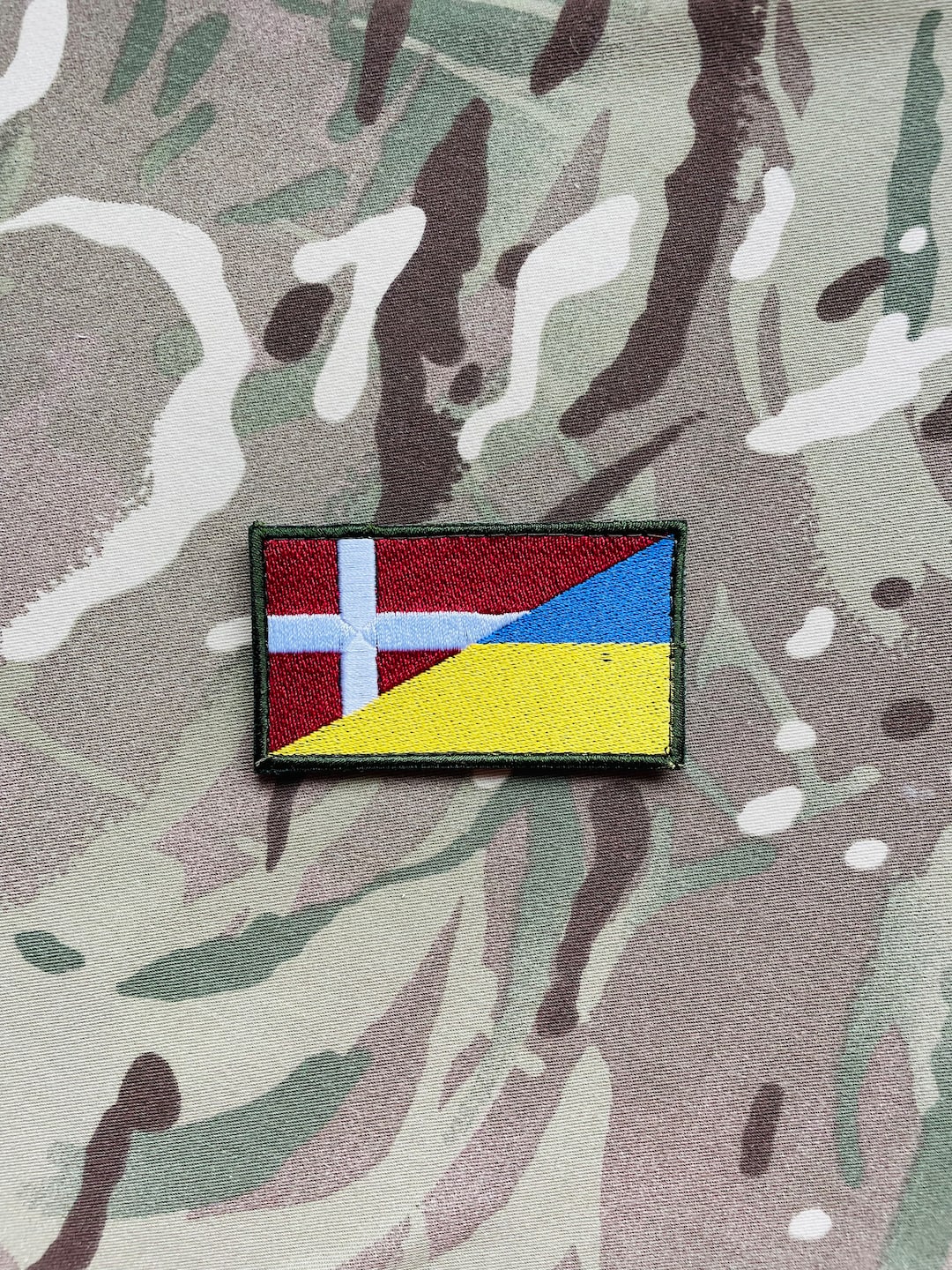 Danish-ukrainian National Flags Patch, DK-UA Cooperative Patch, Ukrainian-danmark Partnership ...
