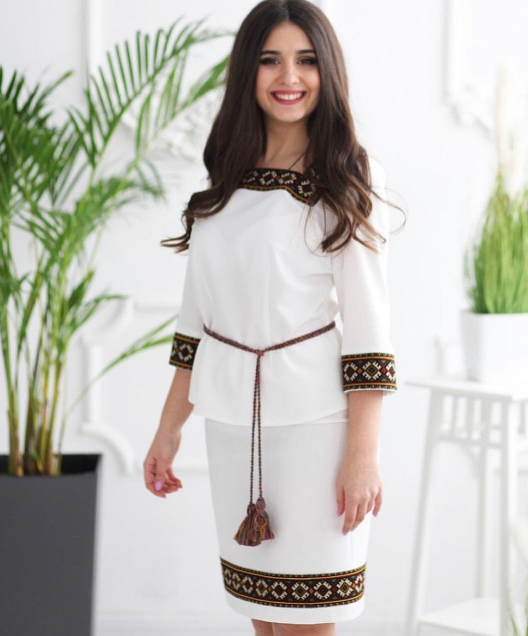 Vyshyvanka Ukrainian Costume, Traditional Embroidered Suit Blouse Skirt ...