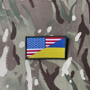 Usa-ukrainian National Flags Patch, US-UA Cooperative Patch, Ukrainian-american Partnership ...