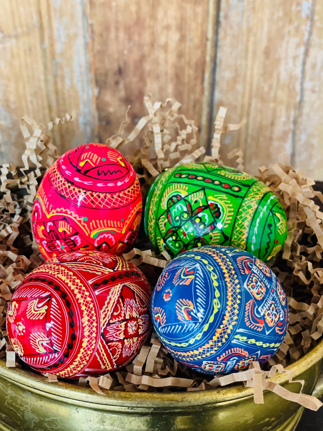 Set 4 Easter Eggs, Ukrainian Easter Egg, Hand Painted Ornament Eggs ...