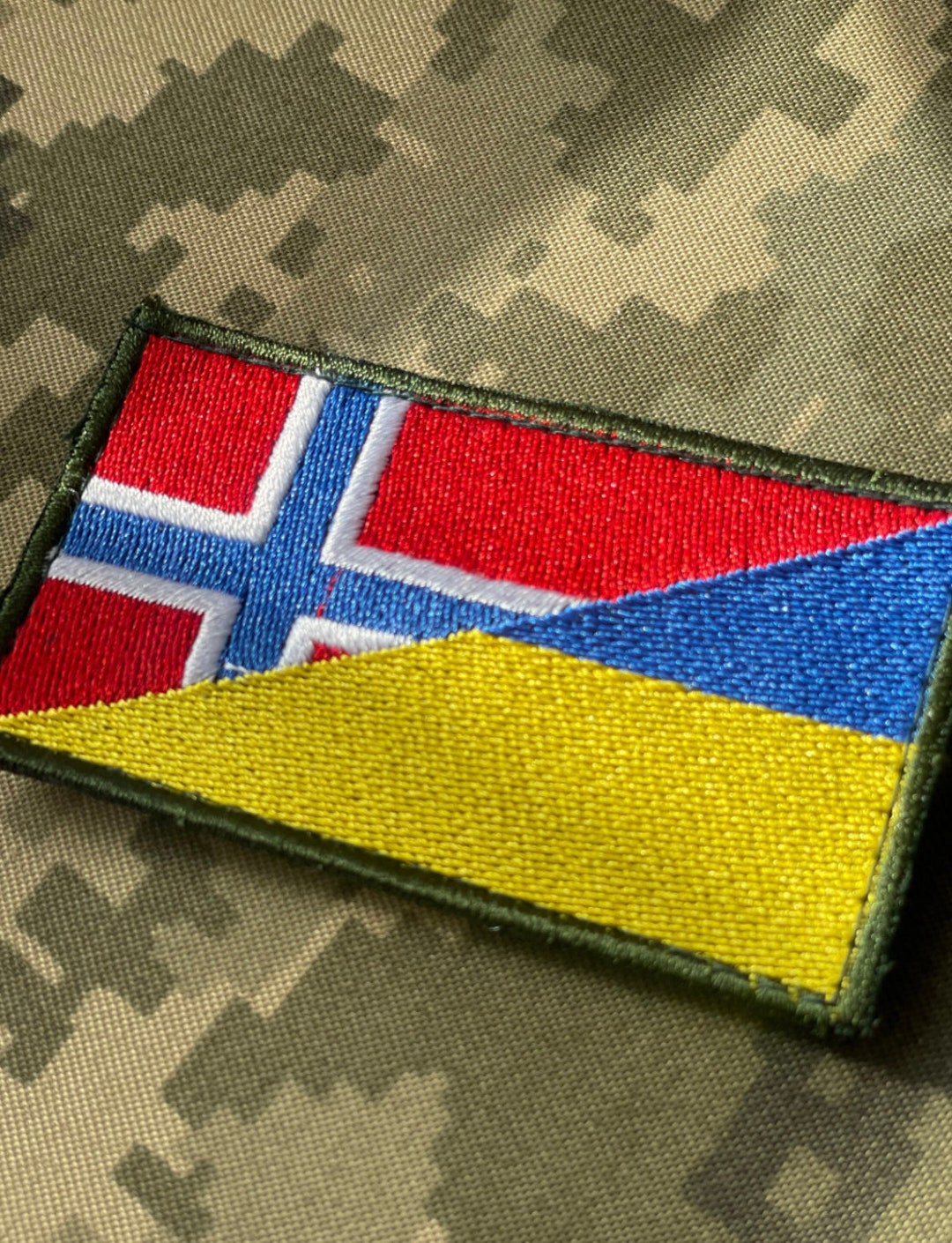 Norway-ukrainian National Flags Patch, NO-UA Cooperative Patch, Ukrainian-norwegian Partnership ...