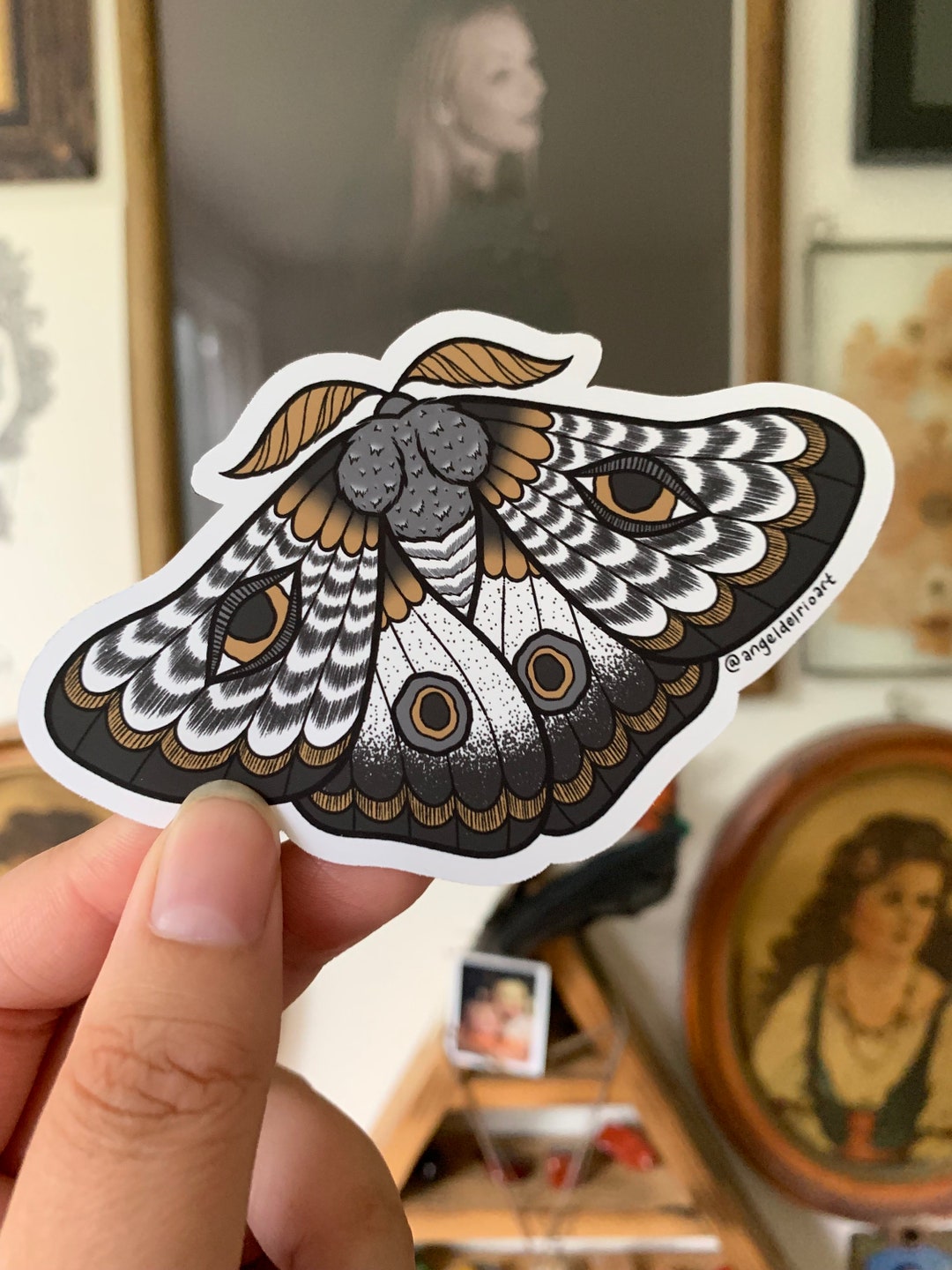 All Seeing Moth Sticker | Moth Sticker, Witch Sticker, Moth Art, Witch ...