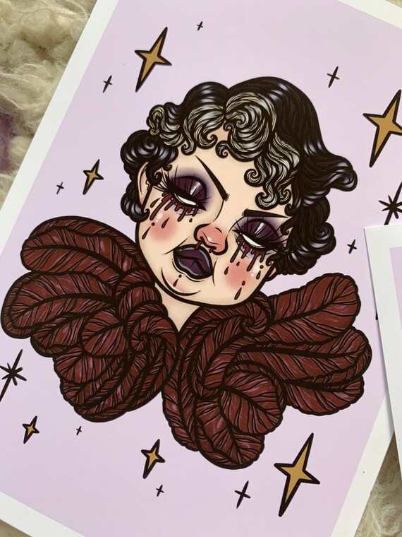 Gothic Cherubs Drawing Cherub Drawing Etsy