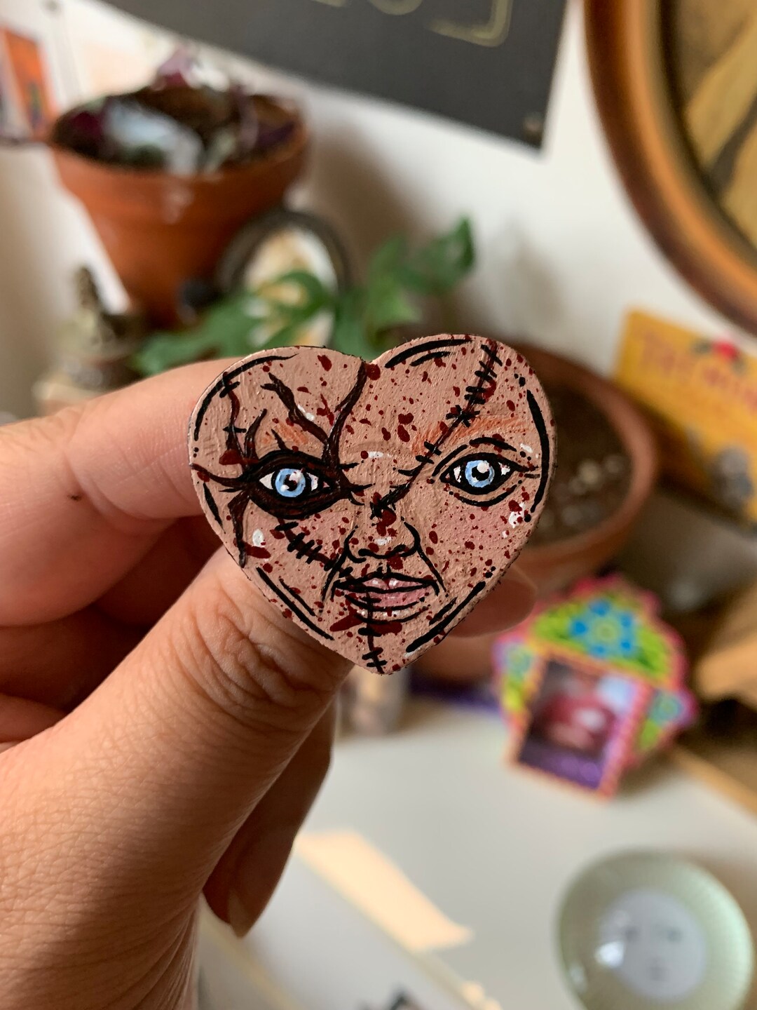 Chucky HANDMADE Wooden Pin/button Childs Play, Horror Movie, Horror Art ...