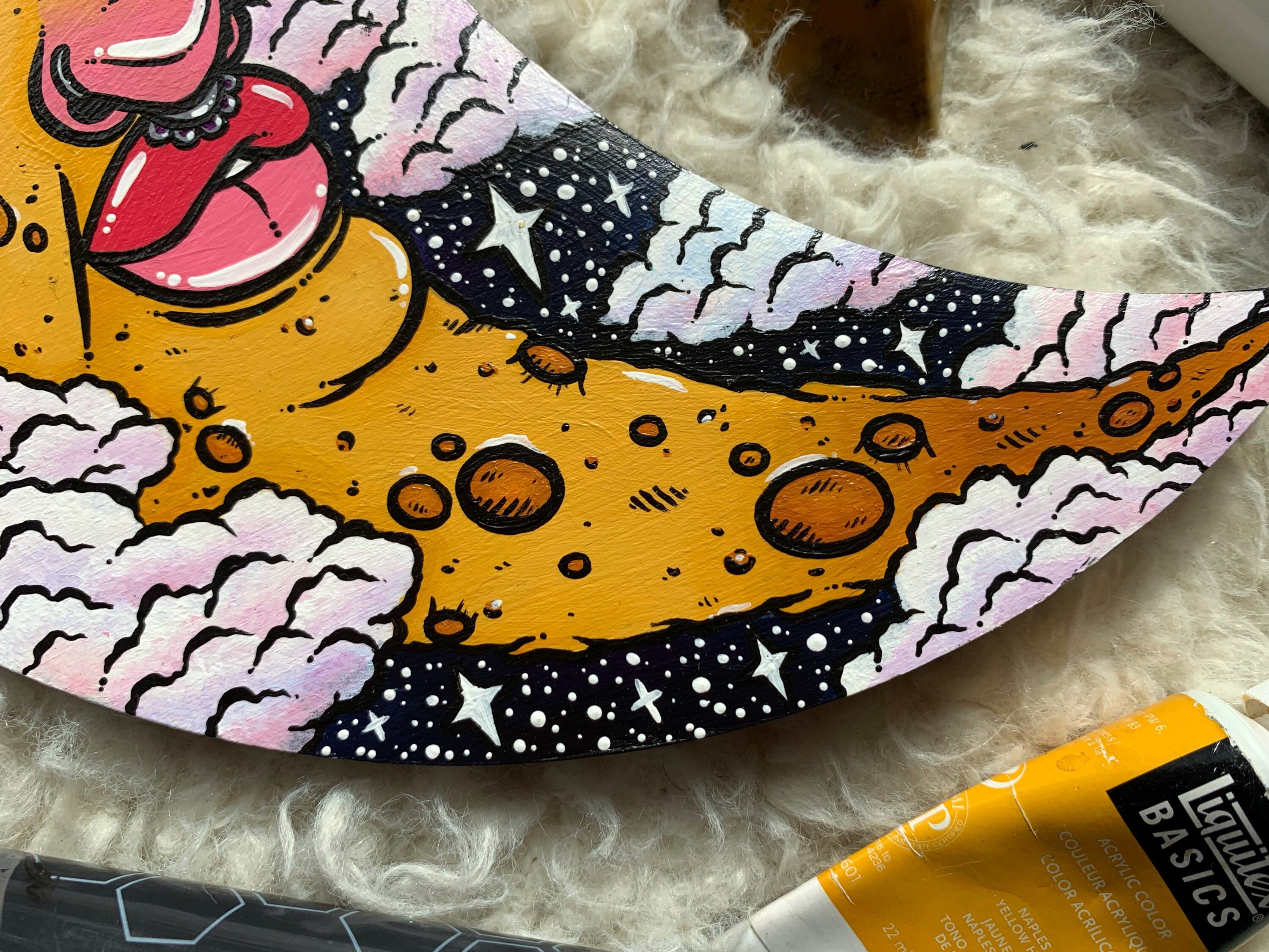 Crescent Moon | Hand Painted Wooden Panel | Moon Art, Moon Decor, Witch ...