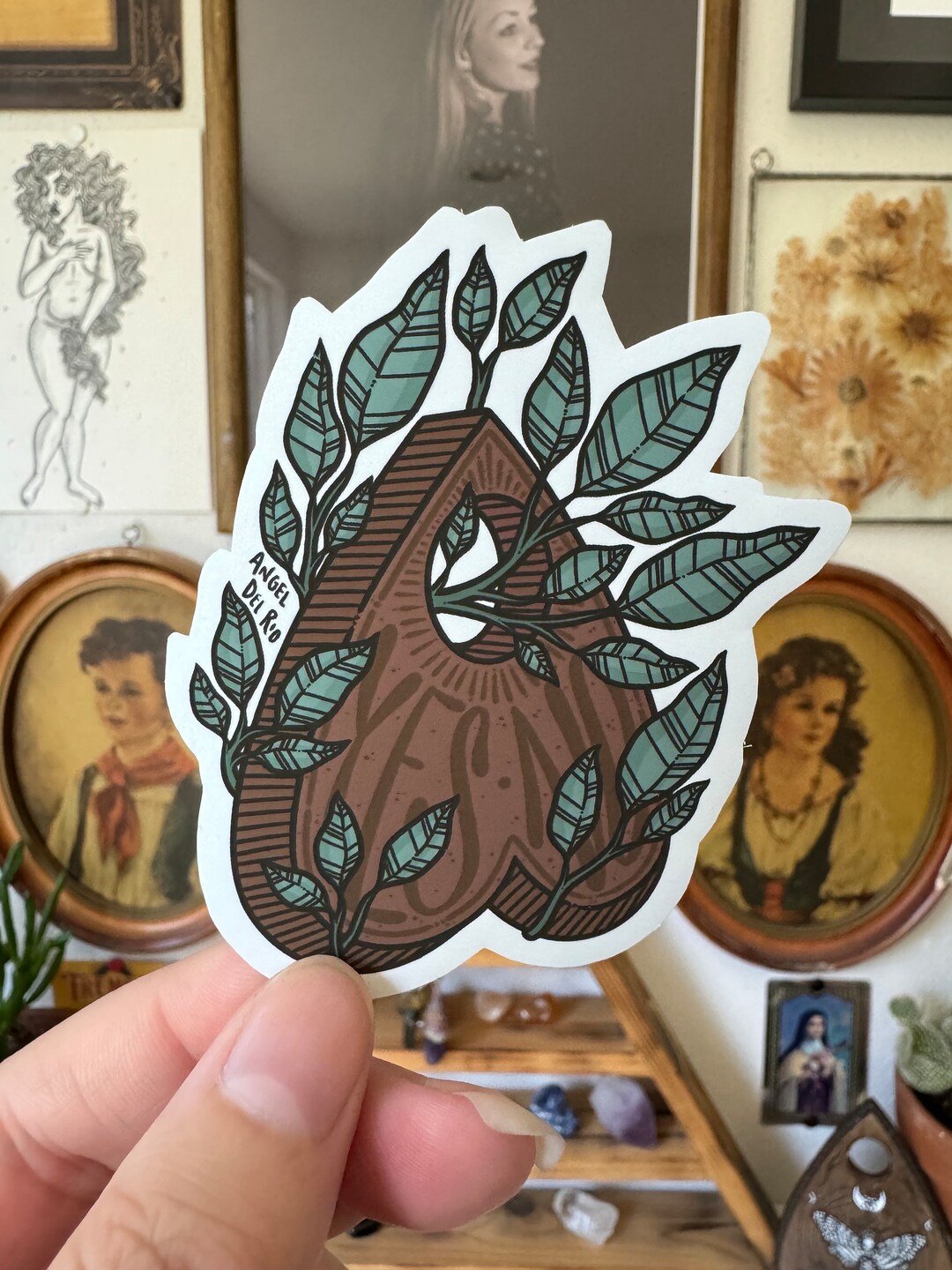 Overgrown Planchette Sticker | Skull Stickers, Plant Stickers, Witchy ...