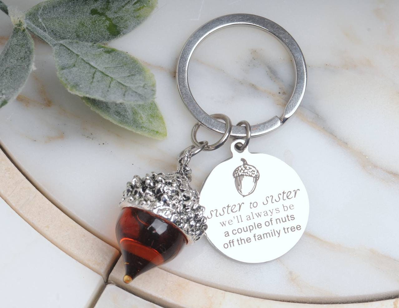 Sister to Sister Keychain Funny Sister Gift Acorn Keychain | Etsy