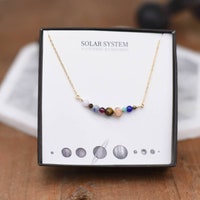 Solar System Necklace, Brass Planet Pendant, Celestial Jewelry ...