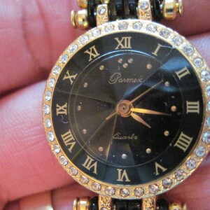 PARMEX Two-toned Quartz Ladies' Wristwatch With Beautiful Faceted Lens ...