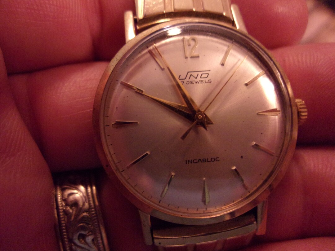 Vintage Solid 9k Yellow Gold UNO Mens Winding Watch - Etsy