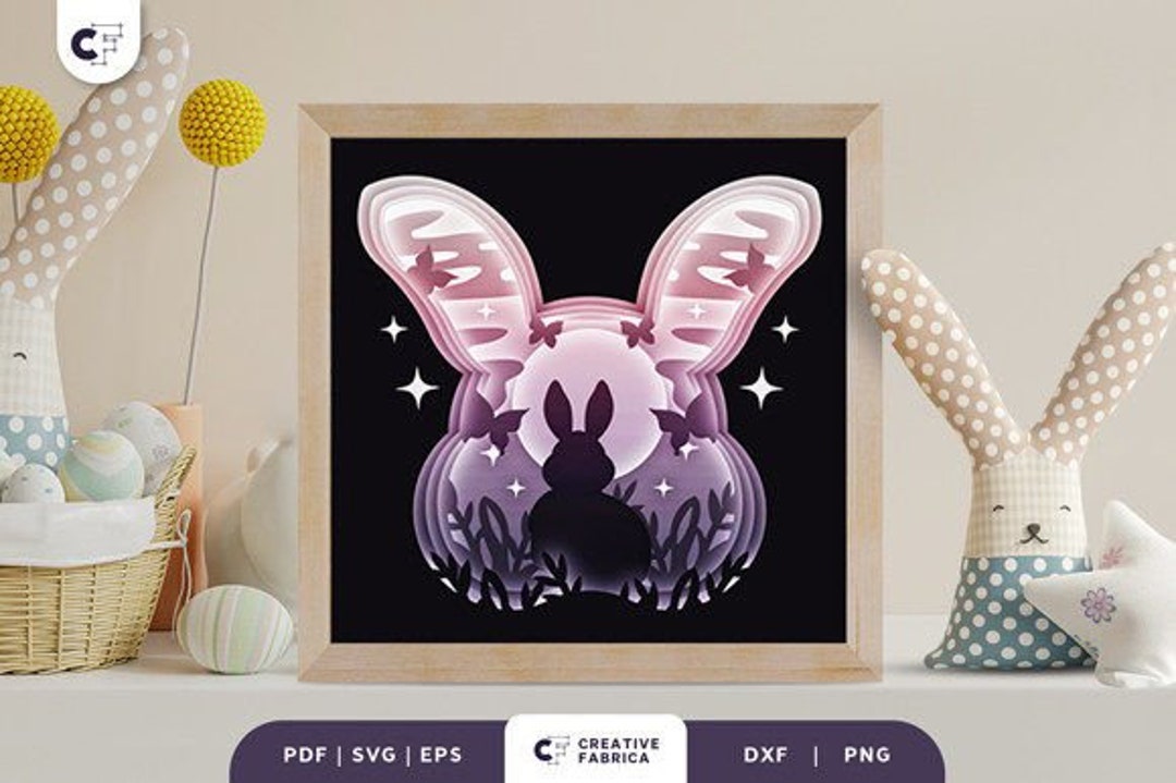 Cute Bunny Easter 3D Shadow Box Papercut - Etsy