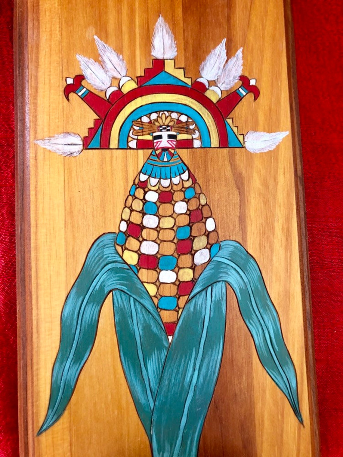 HOPI Hand Painted Wooden Plaque Corn Grinding Woman Spotted - Etsy