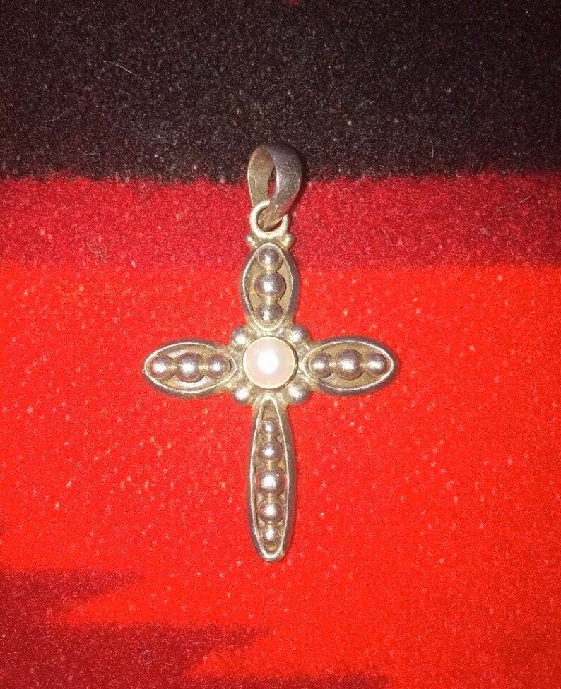 Sterling Silver and Genuine Natural Pearl Cross - Etsy