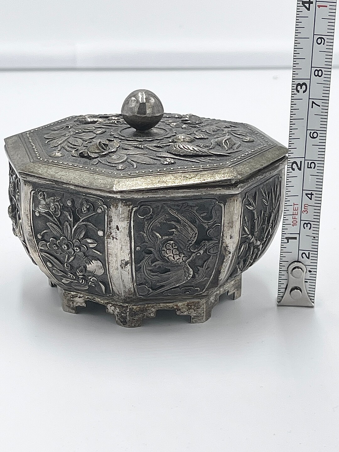 Antique Chinese Sterling Silver Box With Dragons Birds Lotus Flowers - Etsy