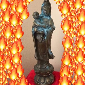 Antique Collectible Chinese Dynasty Old Antique Bronze Baby Kwan-yin ...