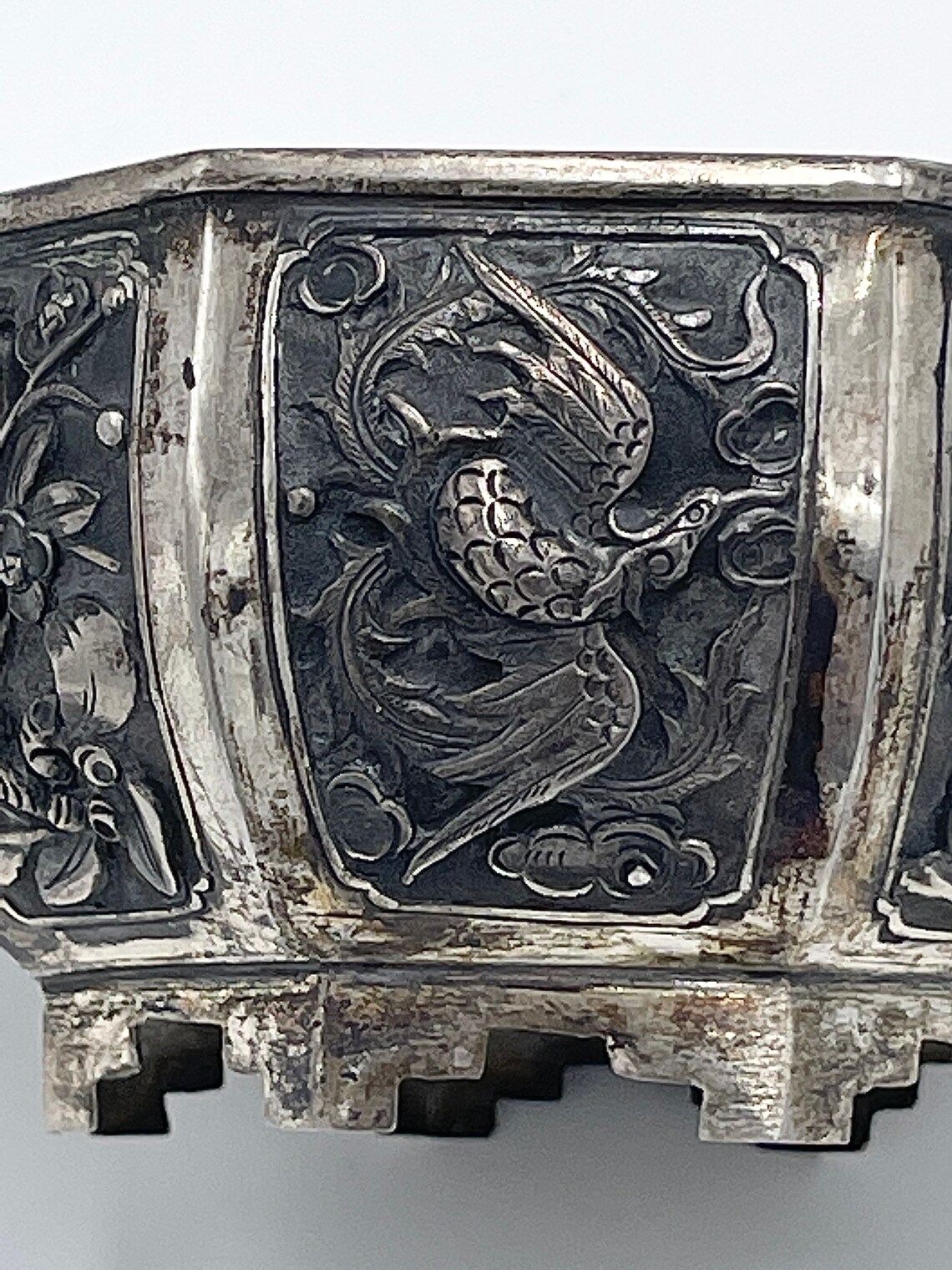 Antique Chinese Sterling Silver Box With Dragons Birds Lotus | Etsy