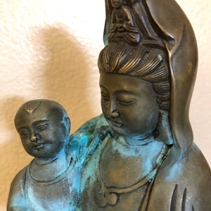 Antique Collectible Chinese Dynasty Old Antique Bronze Baby Kwan-yin ...