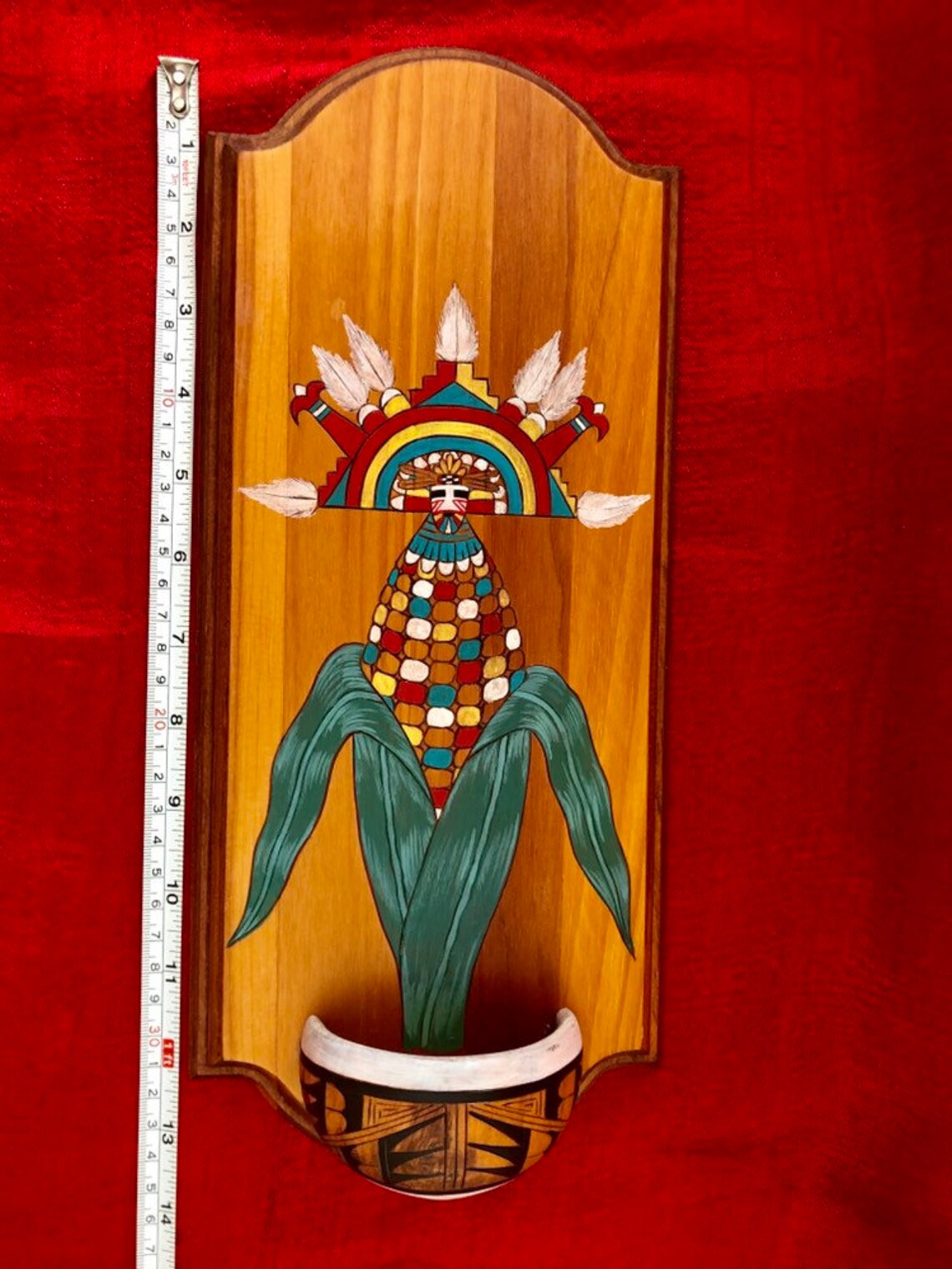 HOPI Hand Painted Wooden Plaque Corn Grinding Woman Spotted - Etsy