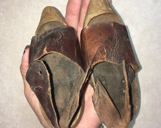 Now on SALE 50% OFF French Sabots Hand Carved Child's Wooden Shoes With ...