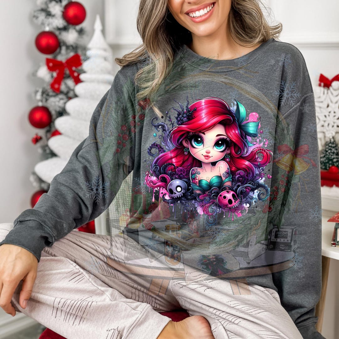 Cute Dark Mermaid DTF Transfer • Fantasy Gothic Girl • Ready to Press ...